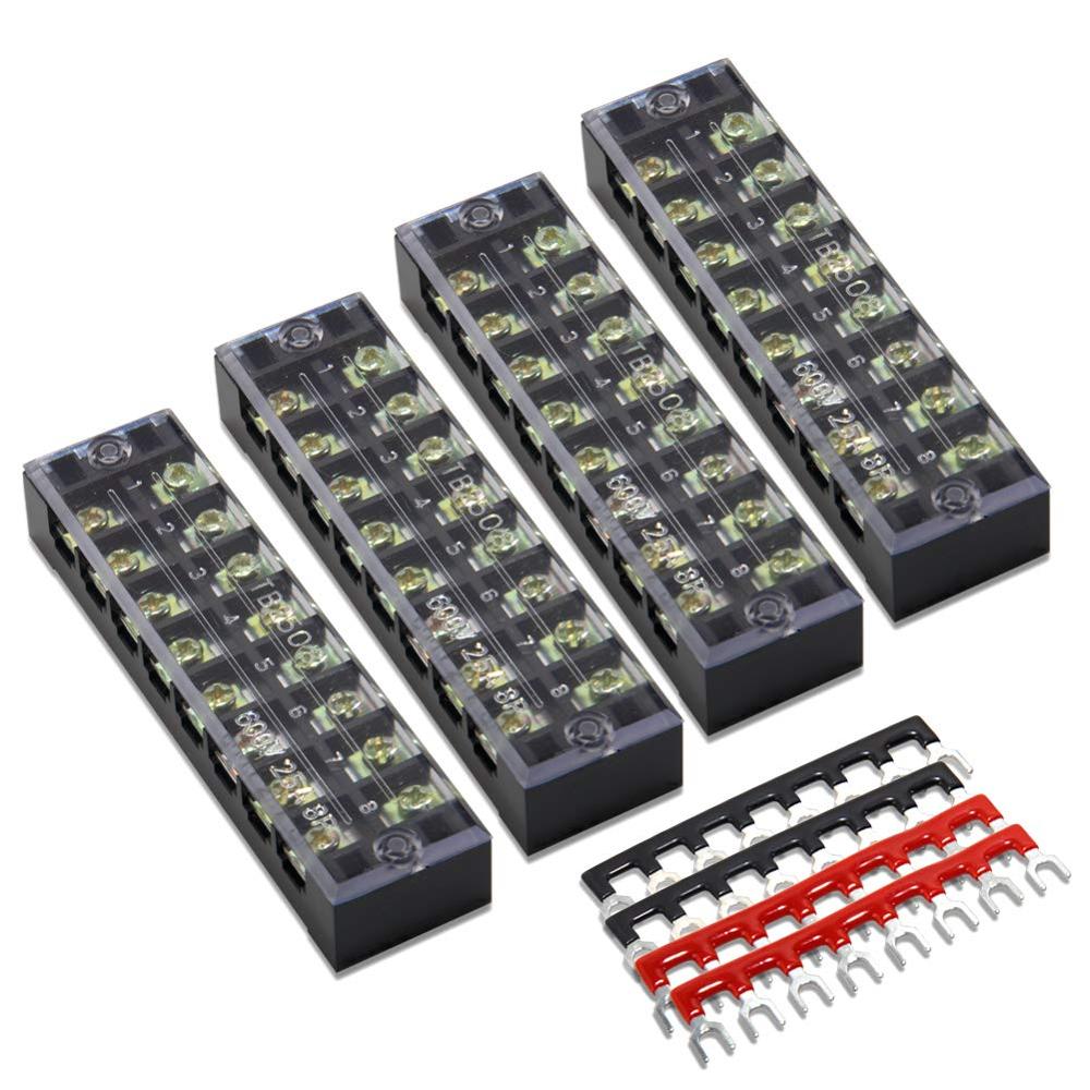 Terminal Block 8 Positions 600V 25A Dual Row Screw... – Vicedeal