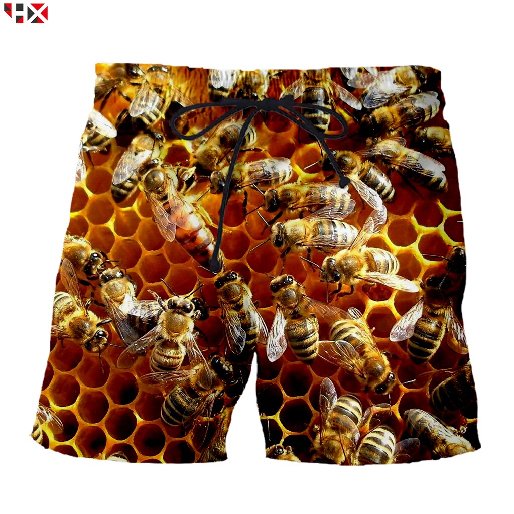 Men Shorts Little Bee Funny Honey 3D Print Shorts ... – Grandado