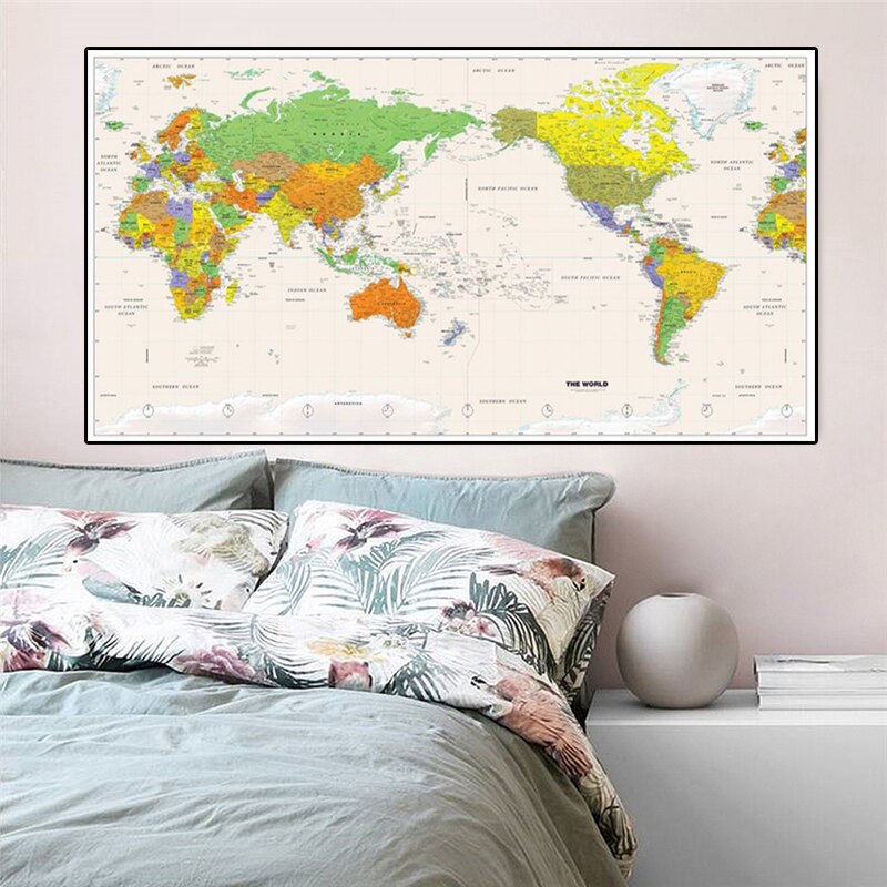 225*150cm The World Vintage Map Non-woven Canvas P... – Grandado