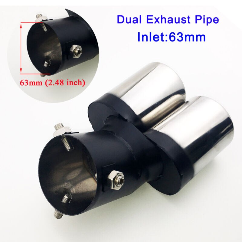 Dual Outlet Universal 63mm 2.5" Inlet Rear Muffler... – Grandado