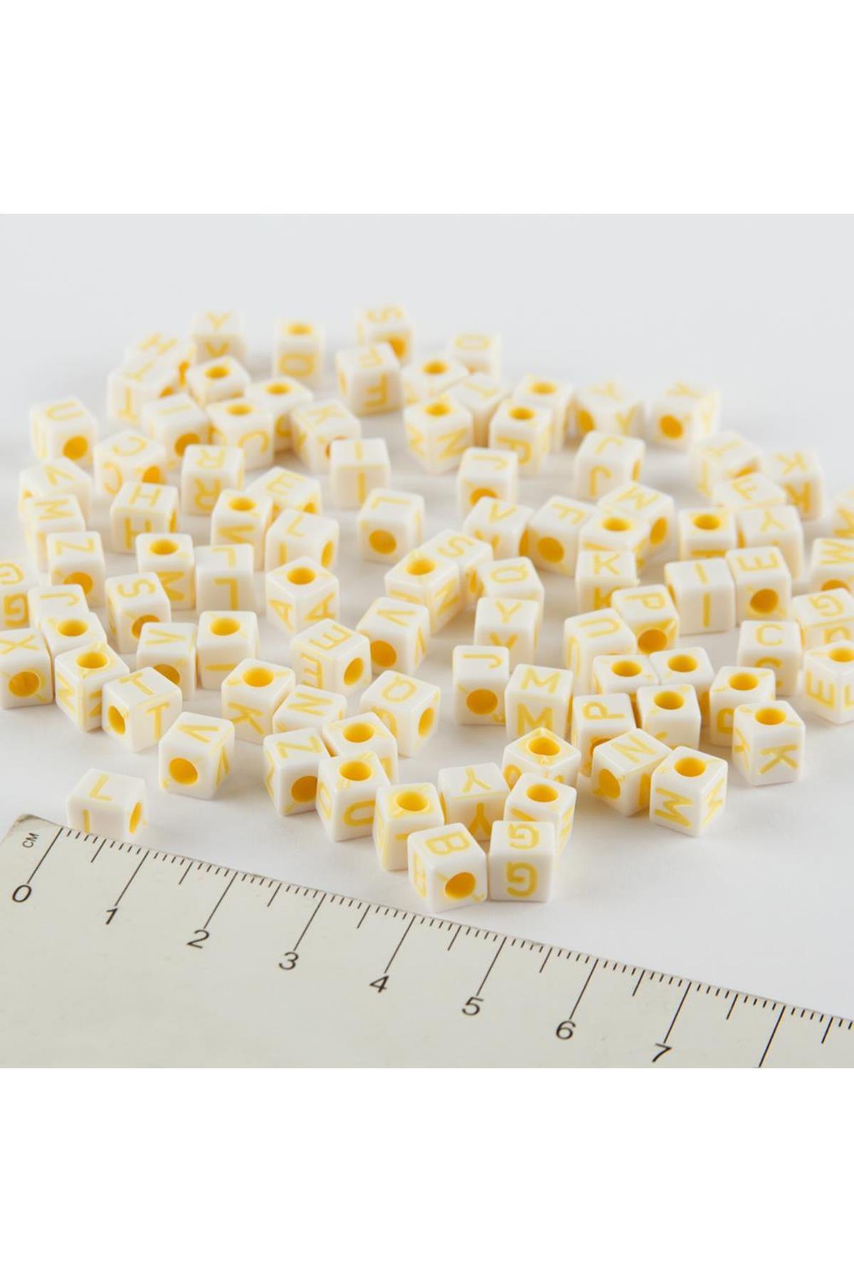 Letter Cube Beads 50 Grams 8*8 Mm Color: Yellow Un... – Grandado