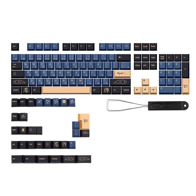 135 Keys/Set Blue Samurai Theme PBT Dye Subbed Key... – Grandado