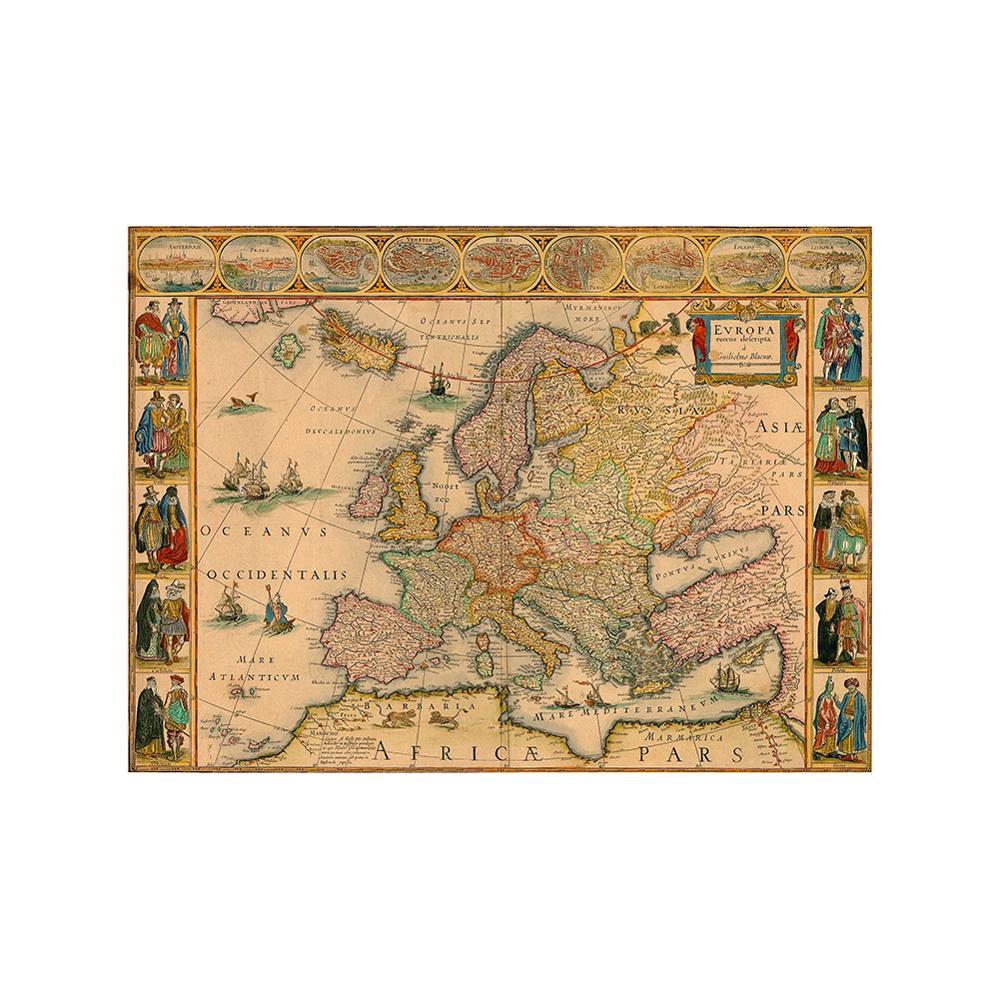 Vintage European Map 150x100cm Medieval Decorative... – Grandado