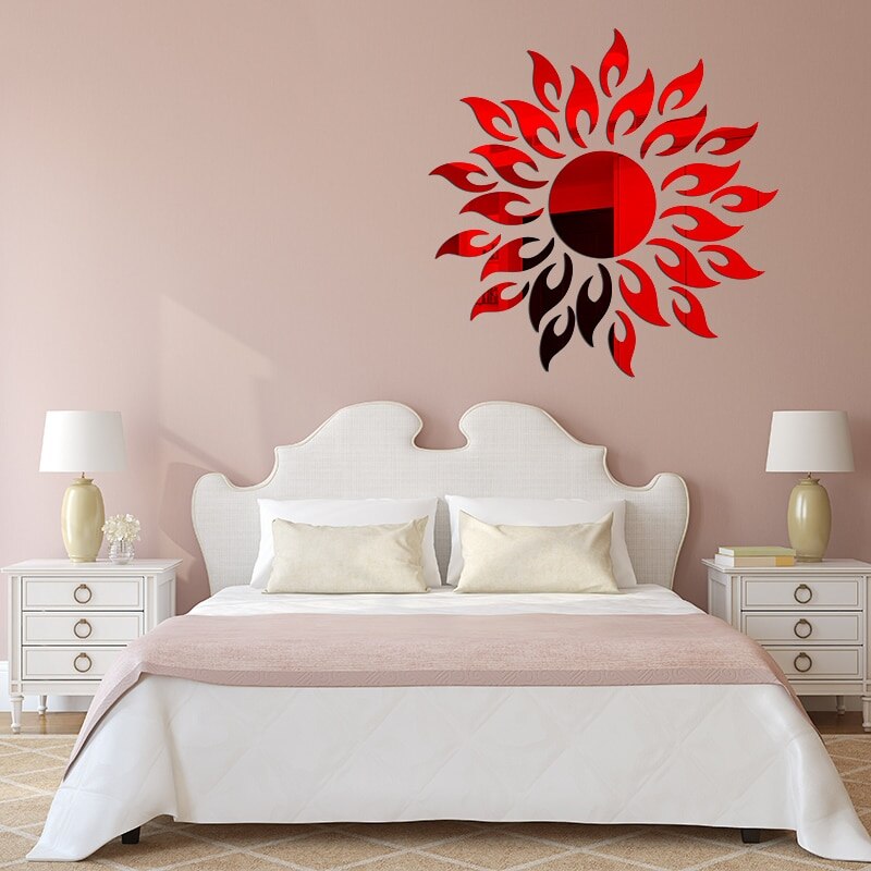 Sunflower Mirror Wall Stickers DIY Silver Reflecti... – Grandado