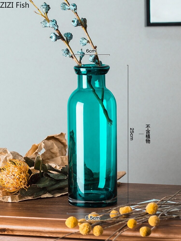 European Blue Transparent Glass Vase Art Hydroponi... – Vicedeal