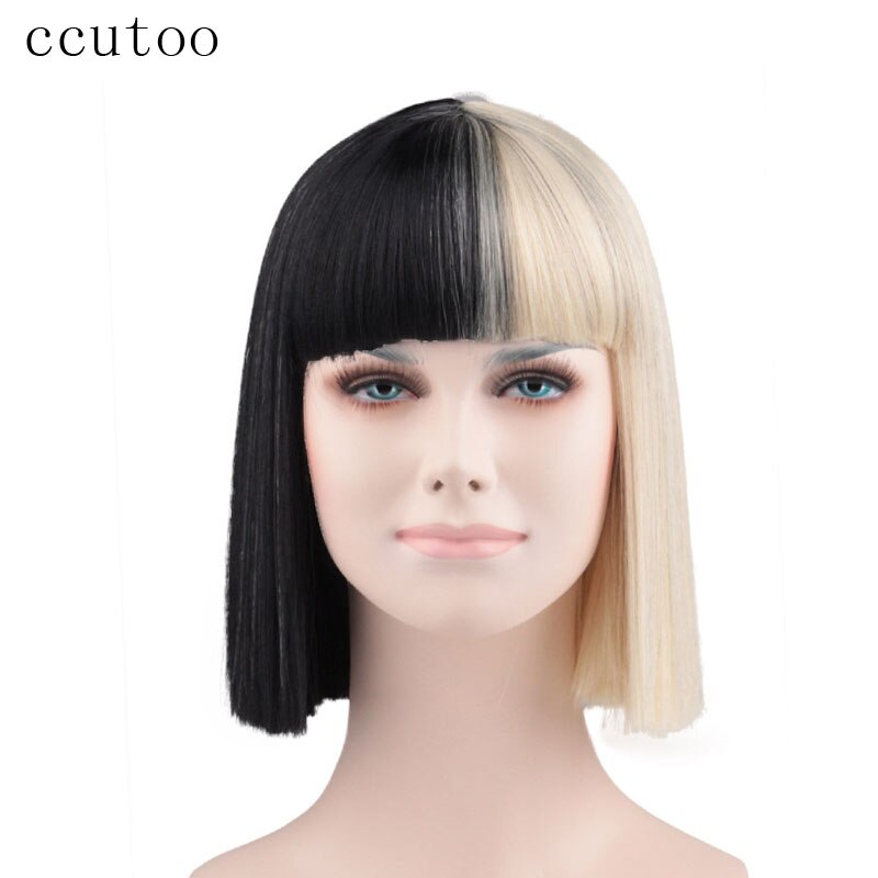 ccutoo Sia Bangs Trim to eyes Half Black and Blond... – Vicedeal