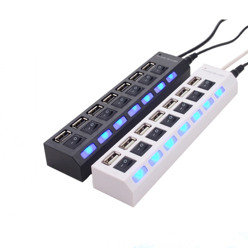 USB Hub 2.0 Splitter,7 Port USB Data Hub with Indi... – Grandado