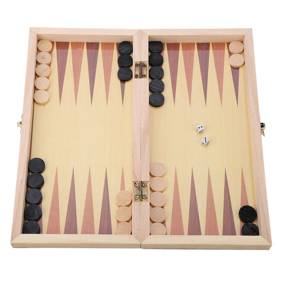 3 in 1 Wooden Chess Backgammon Checkers Folding Bo... – Grandado