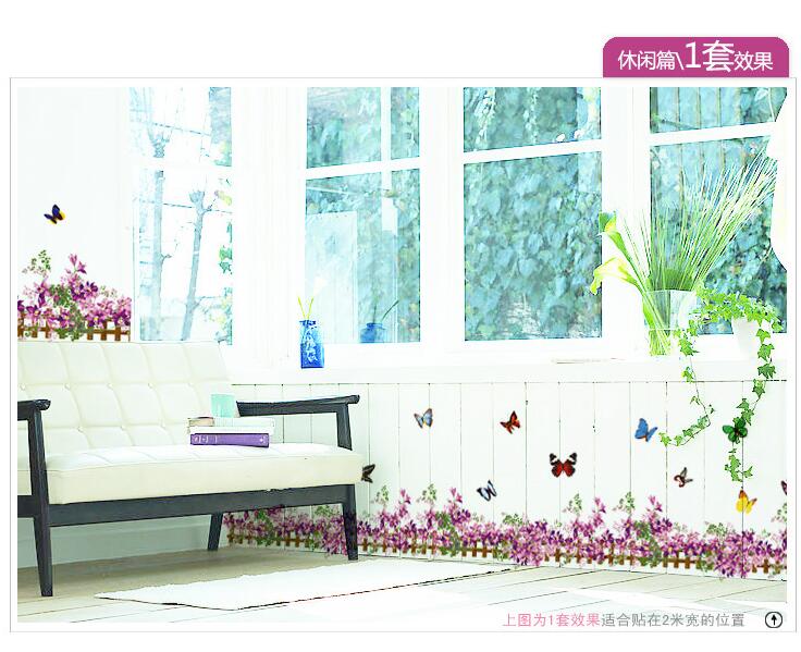 Purple Flower Butterfly Fence Vinyl Removable Stic... – Grandado