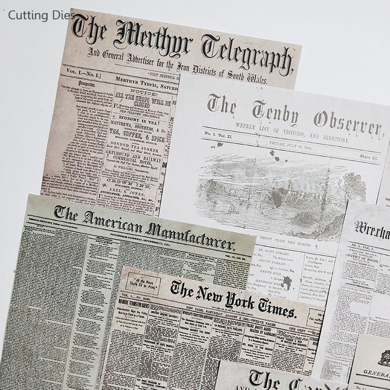 8Pcs/lot A5 Vintage Newspaper Printed Scrapbooking... – Grandado