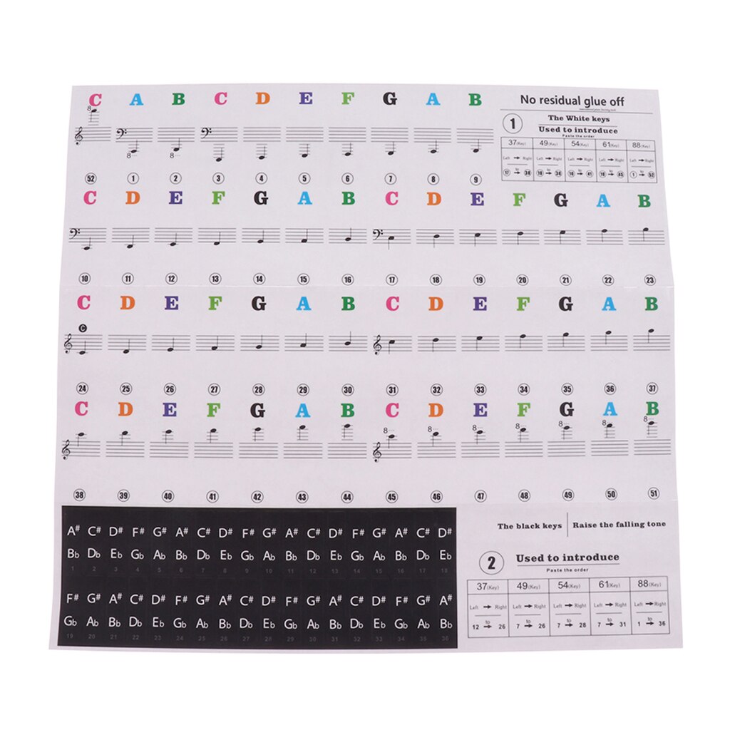 Beginners Piano Sticker 49/54/61/88 Key Music Note... – Grandado