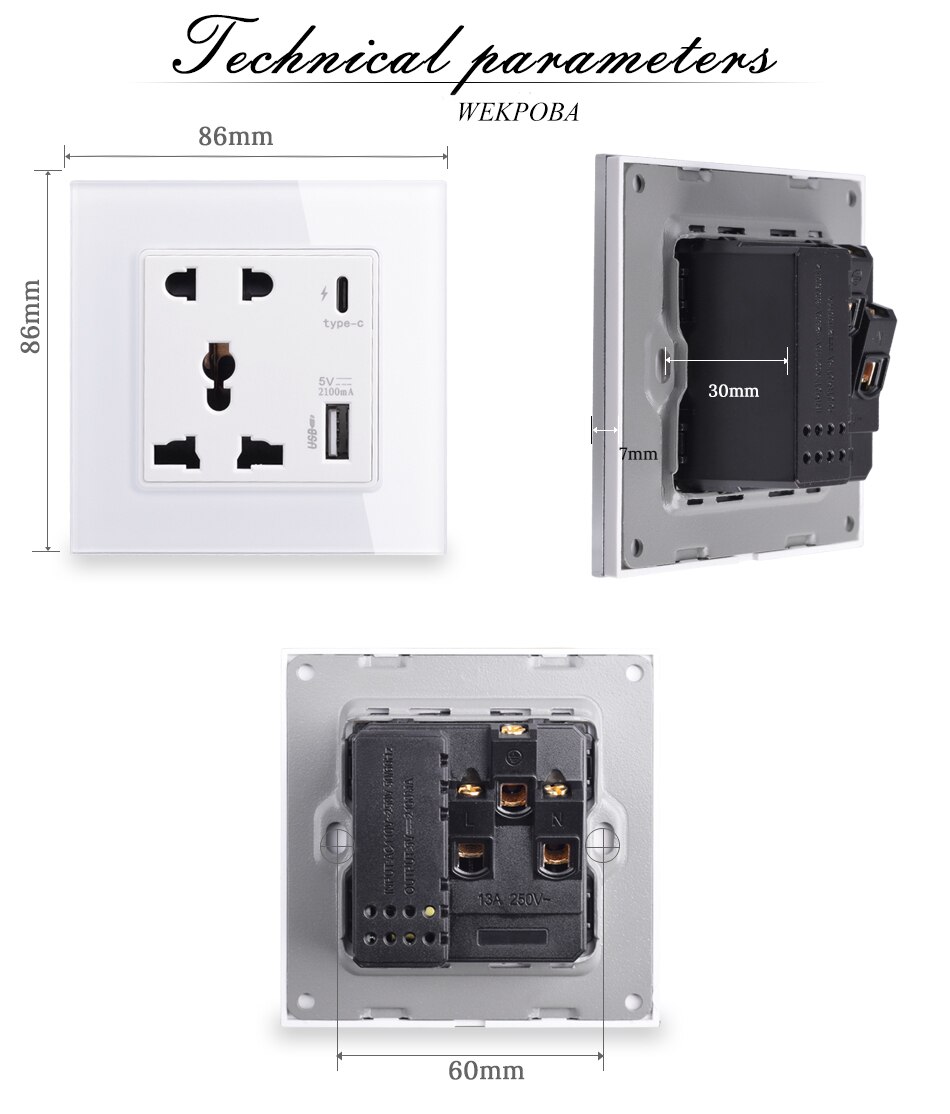 WEKPOBA Type-C Interface Socket 18W 4000mA Smart Q... – Grandado