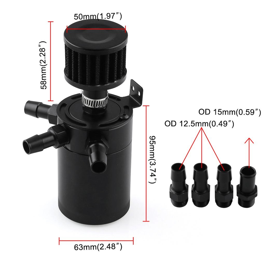 Universal Oil Catch Can Tank Reservoir 3-Port with... – Vicedeal