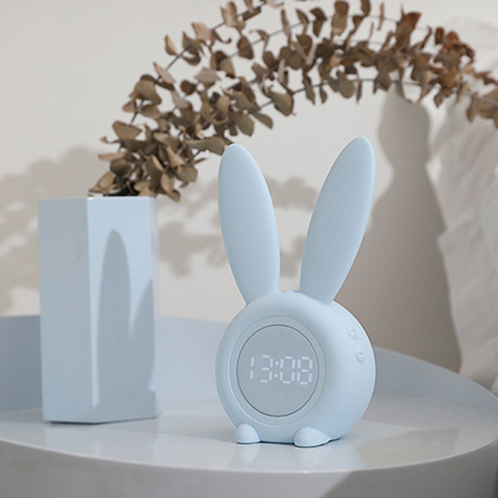 Portable Cute Rabbit Shape Digital Alarm Clock With Led Sound Night ...