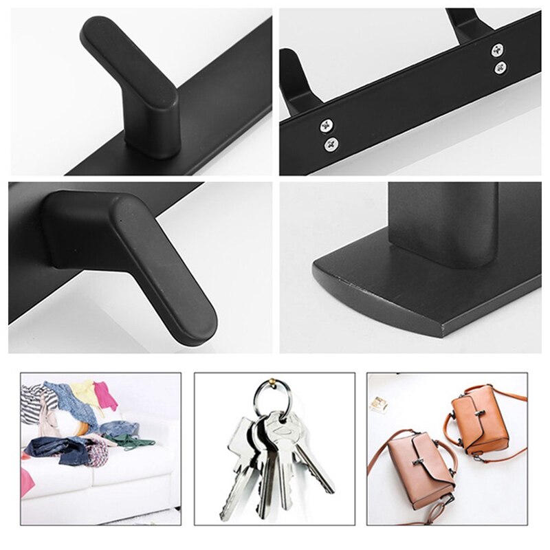 3-Hook Wall-Mounted Black Coat Rack Row Hooks for ... – Grandado