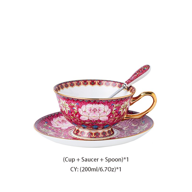 Sneeuw Lotus Bone China Koffie Kop Schotel Lepel S... – Vicedeal
