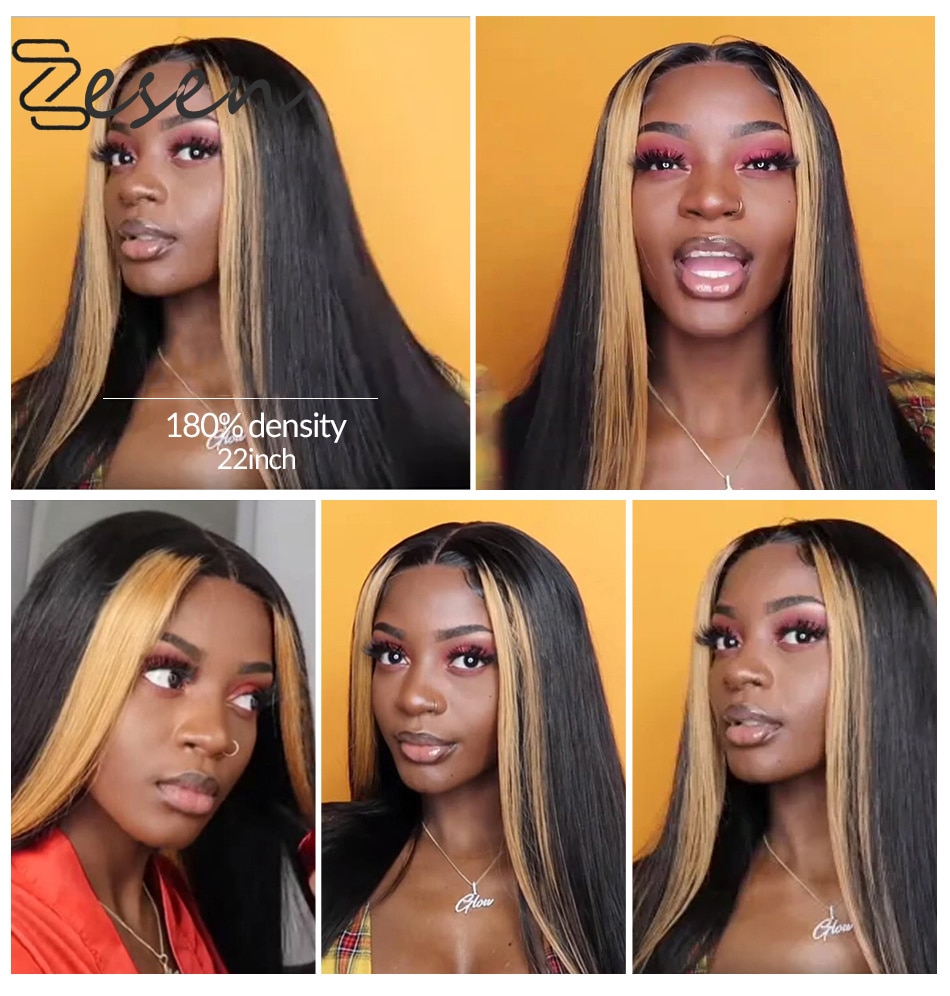 Zesen 13*4Lace Front Wigs Two Tone Ombre Color Str... – Grandado