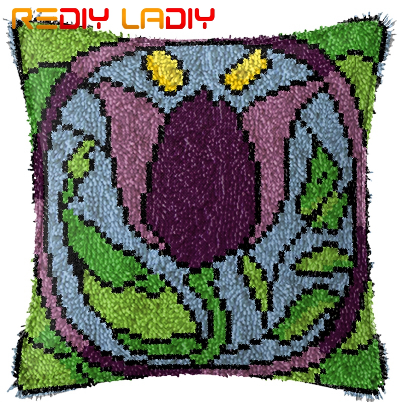 Latch Hook Cushion Orchid Flowers Pillow Case Pre-... – Grandado