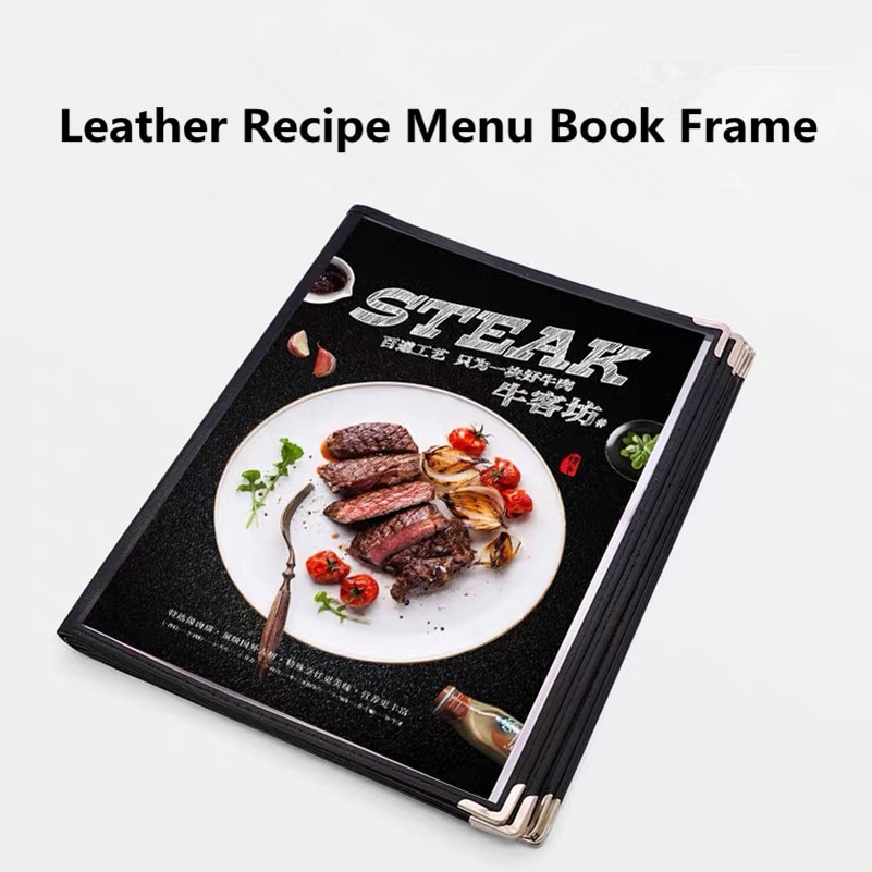 A4 Black Leather Recipe Menu Paper Book Frame PVC ... – Grandado
