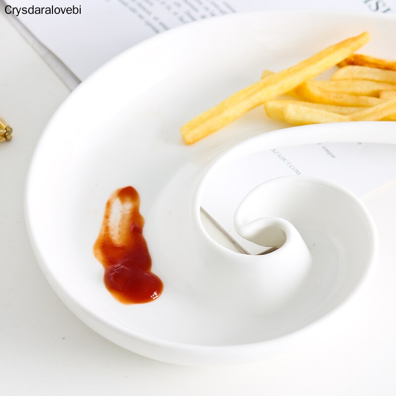 White ceramics interesting Dim sum plate nut Parti... – Grandado