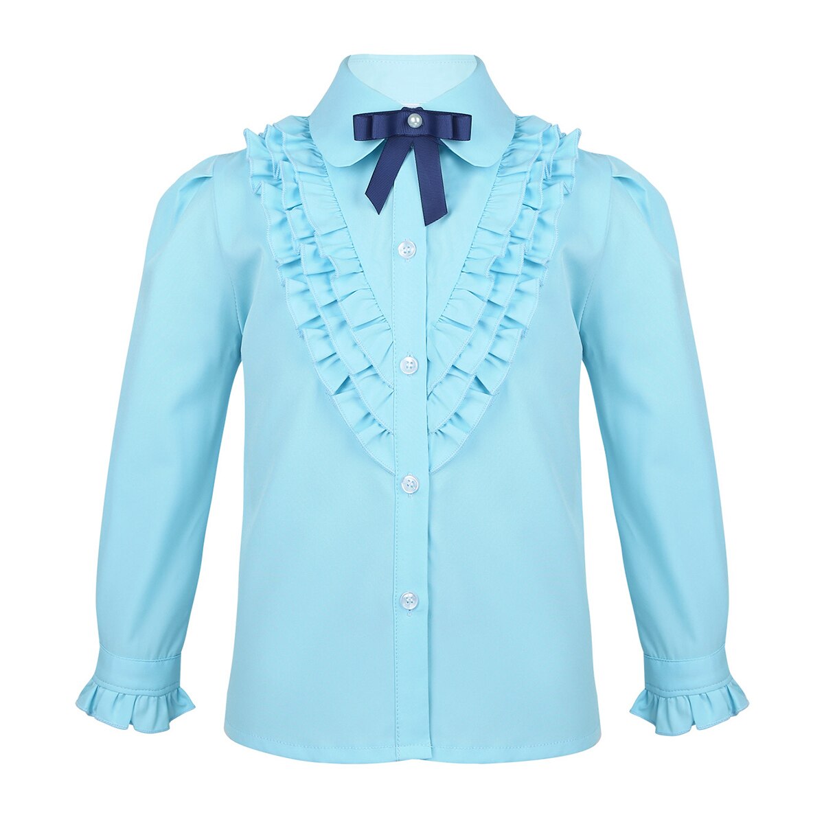 Cute Kids Girls Blouse School Uniform Turn-Down Co... – Grandado