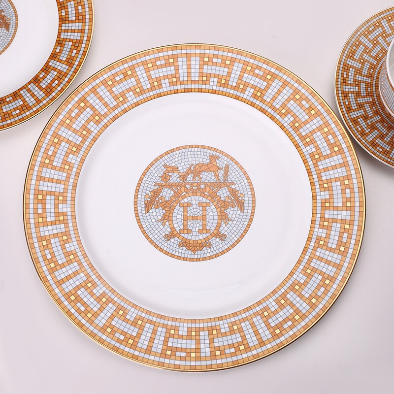 European Bone China Geometric Dinner Plate Phnom P... – Vicedeal