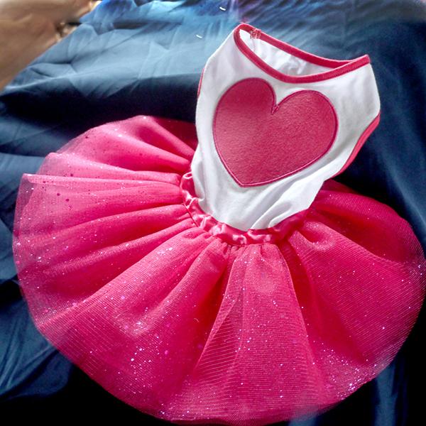 Hond Jurken Shining Heart Print Lace Tutu Jurk Ted... – Grandado