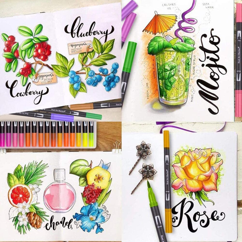 12 Colors Double Head Watercolor Pen Eco-Friendly ... – Vicedeal