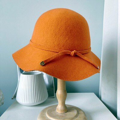 Japanese simple and wool felt hat simple wavy edge... – Grandado