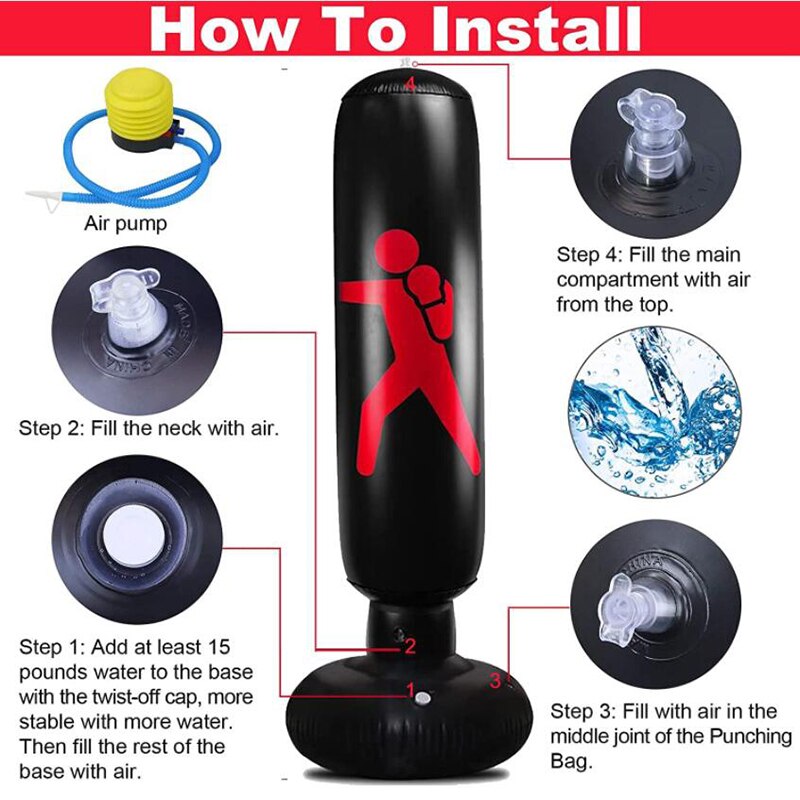 Inflatable Boxing Punching Bag Fitness Punching Ba... – Grandado