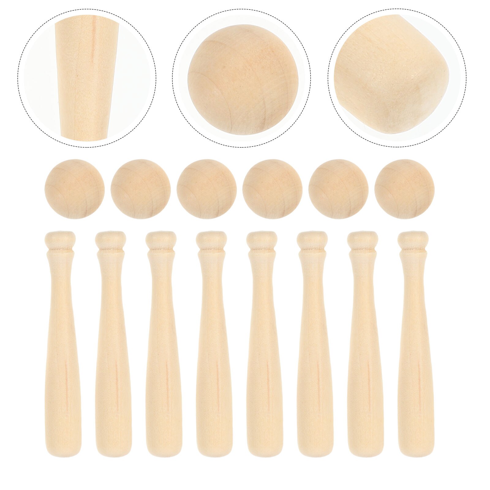 Mini boules de baseball artisanales en bois avec 3... – Grandado