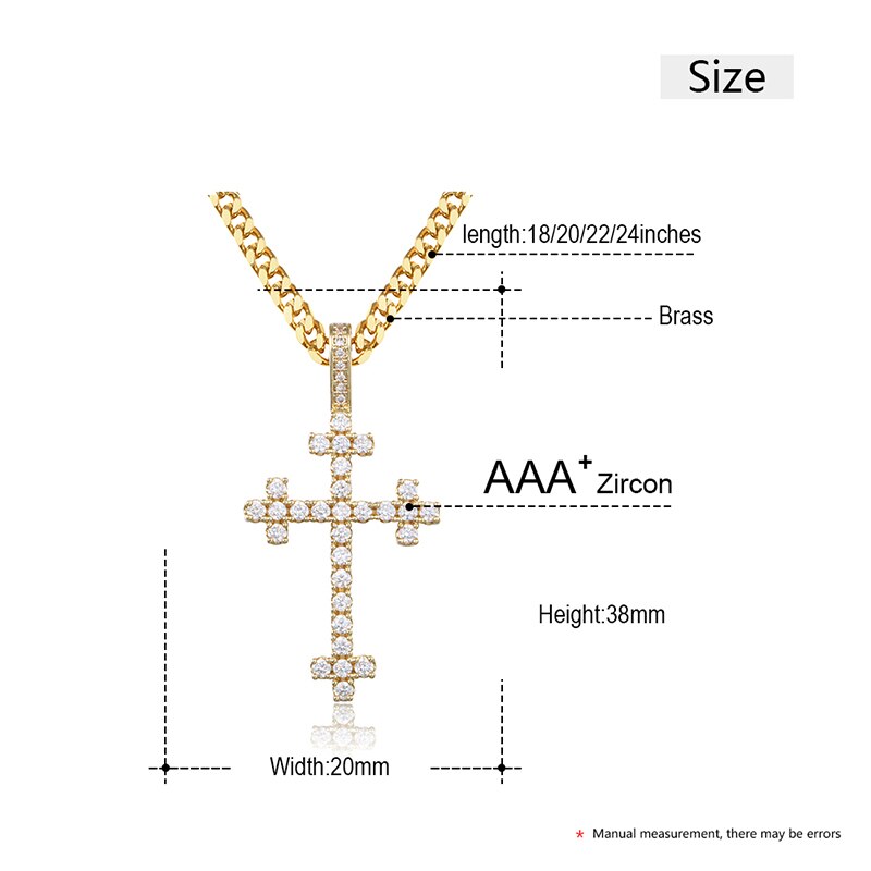 Gold Cross With Bling Crystal Pendant Necklace Rel... – Grandado