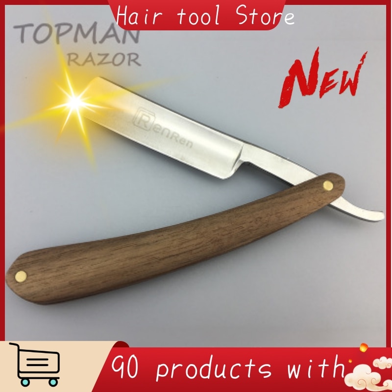 Wooden handle stainless steel men's salon stra... – Grandado