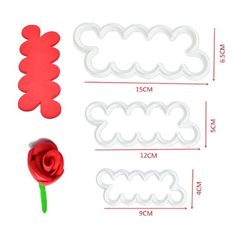 3Pcs Wedding Cookie Cutter Bakeware Rose Flower Fo... – Vicedeal