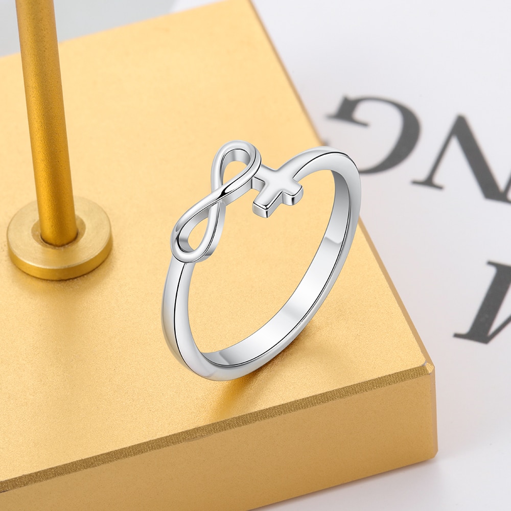 Simple 925 Sterling Silver Infinity Cross Rings Fe... – Grandado