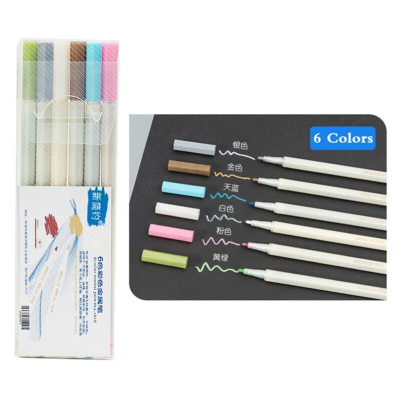 6/10/12 farver metallisk tuschpen gør rundt hoved/... – Grandado