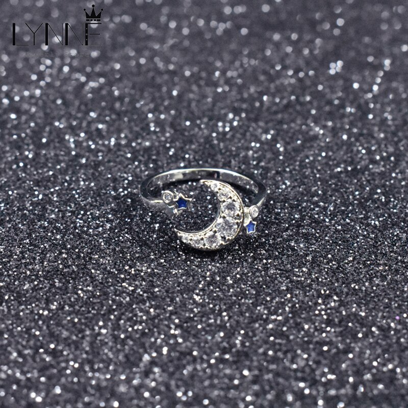 Moon star zirkon ringar som kan ändras storlek 925... – Vicedeal