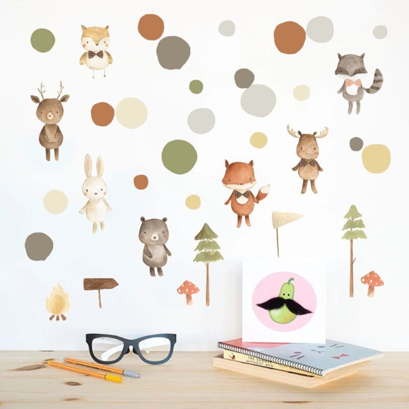 Cartoon Forest Animal Wall Stickers PVC Self-adhes... – Grandado