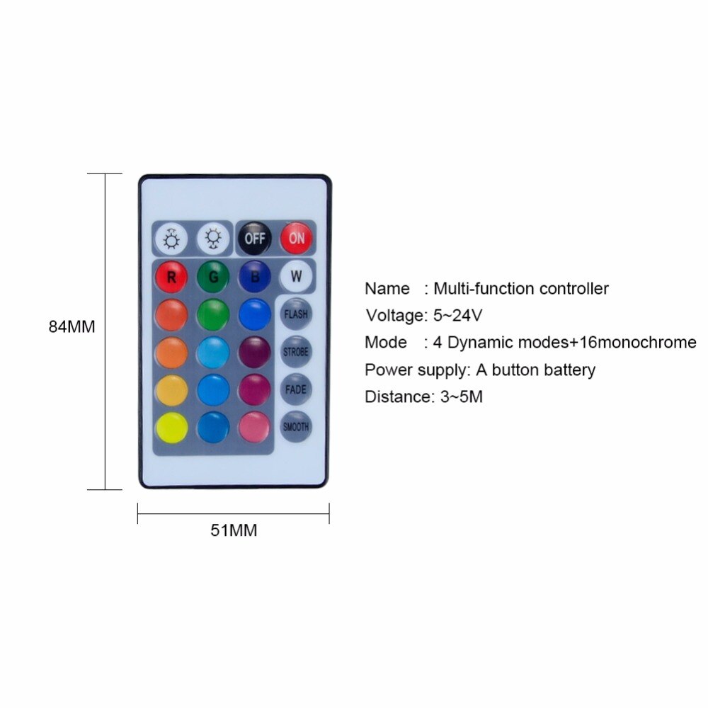 24 Key USB RGB LED Controller 5V IR Remote RGB LED... – Grandado