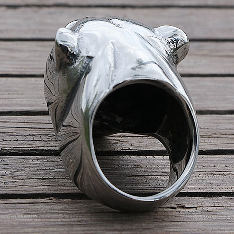 Anillo de cabeza de pantera pulido Domineering par... – Grandado