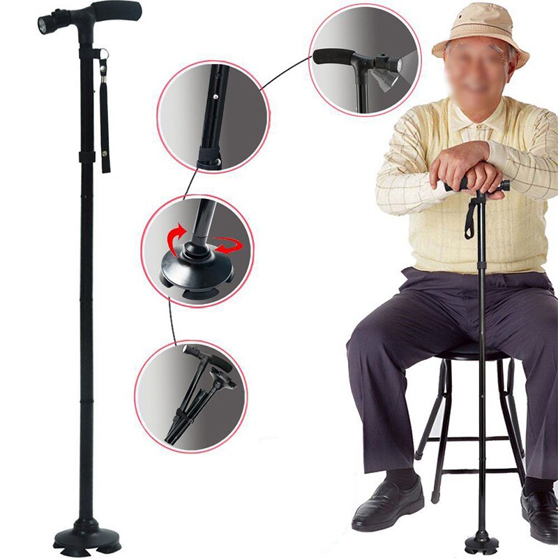 LED Folding Walking Cane with Carrying Bag for Old... – Grandado