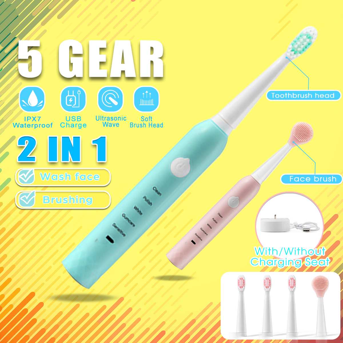 2 in 1 Powerful Sonics Electric Toothbrush Ultraso... – Vicedeal