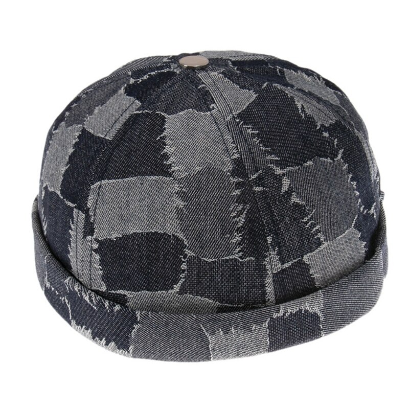Retro Plaid Contrast Gewassen Denim Docker Cap Ver... – Grandado