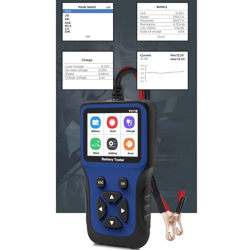 311B 12V Battery Tester Analyzer 100-2000 CCA Car ... – Vicedeal