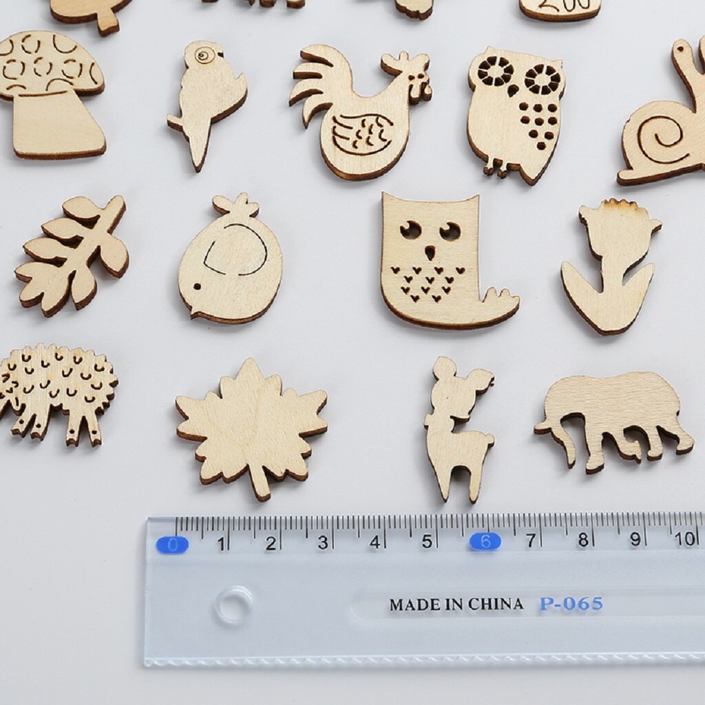 50Pcs Unfinished Wooden Cut Animal Shapes Craft Em... – Vicedeal