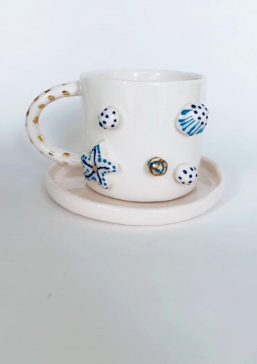 Handmade Ceramic Sea Star Turkish Coffee Cup and S... – Vicedeal