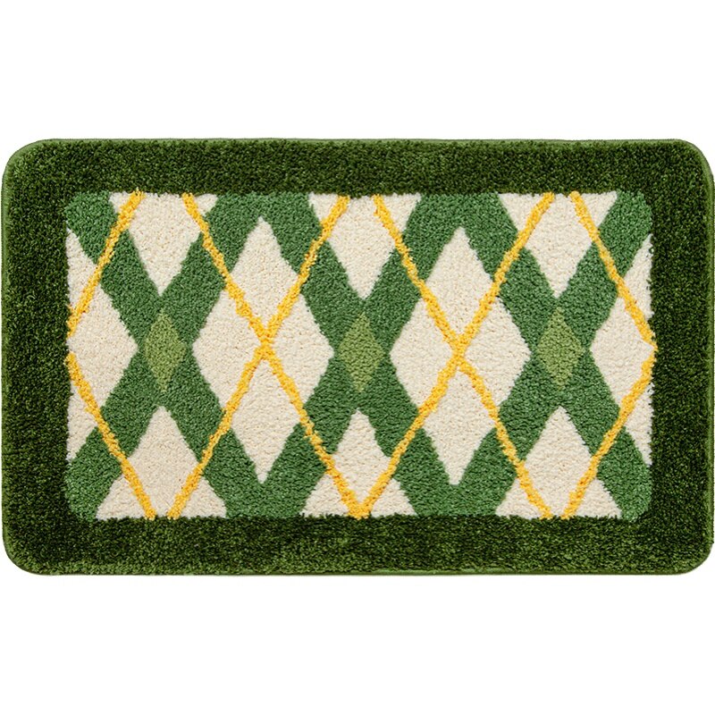 Plaid Bathroom Mat Soft Geometric Checks Fluffy Ru... – Grandado