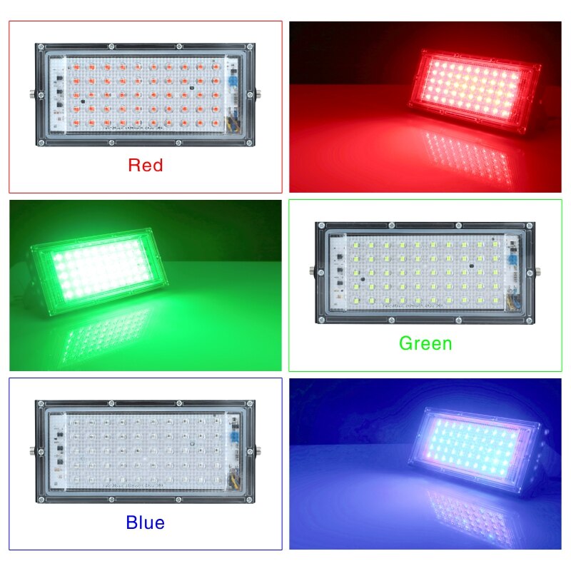 50W LED RGB Flood Light Lamp AC 220V Outdoor Flood... – Grandado