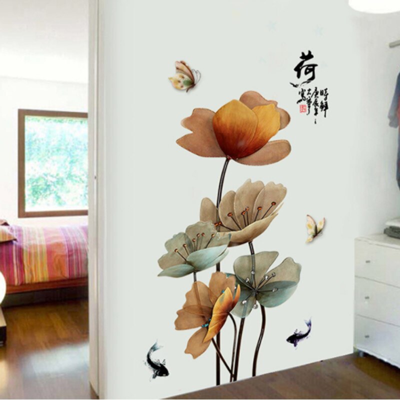 Lotus Vintage Poster Vinyl Wall Sticker Flower Tee... – Grandado