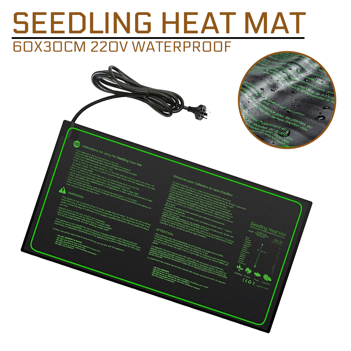 Seedling Heating Mat 60x30cm 220V Waterproof Plant... – Grandado